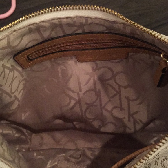 Calvin Klein | Bags | Calvin Klein Small Tan Cream Ck Purse | Poshmark